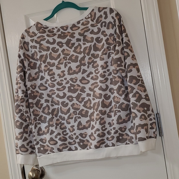 Tops | Leopard Print Pullover Sweatshirt | Poshmark